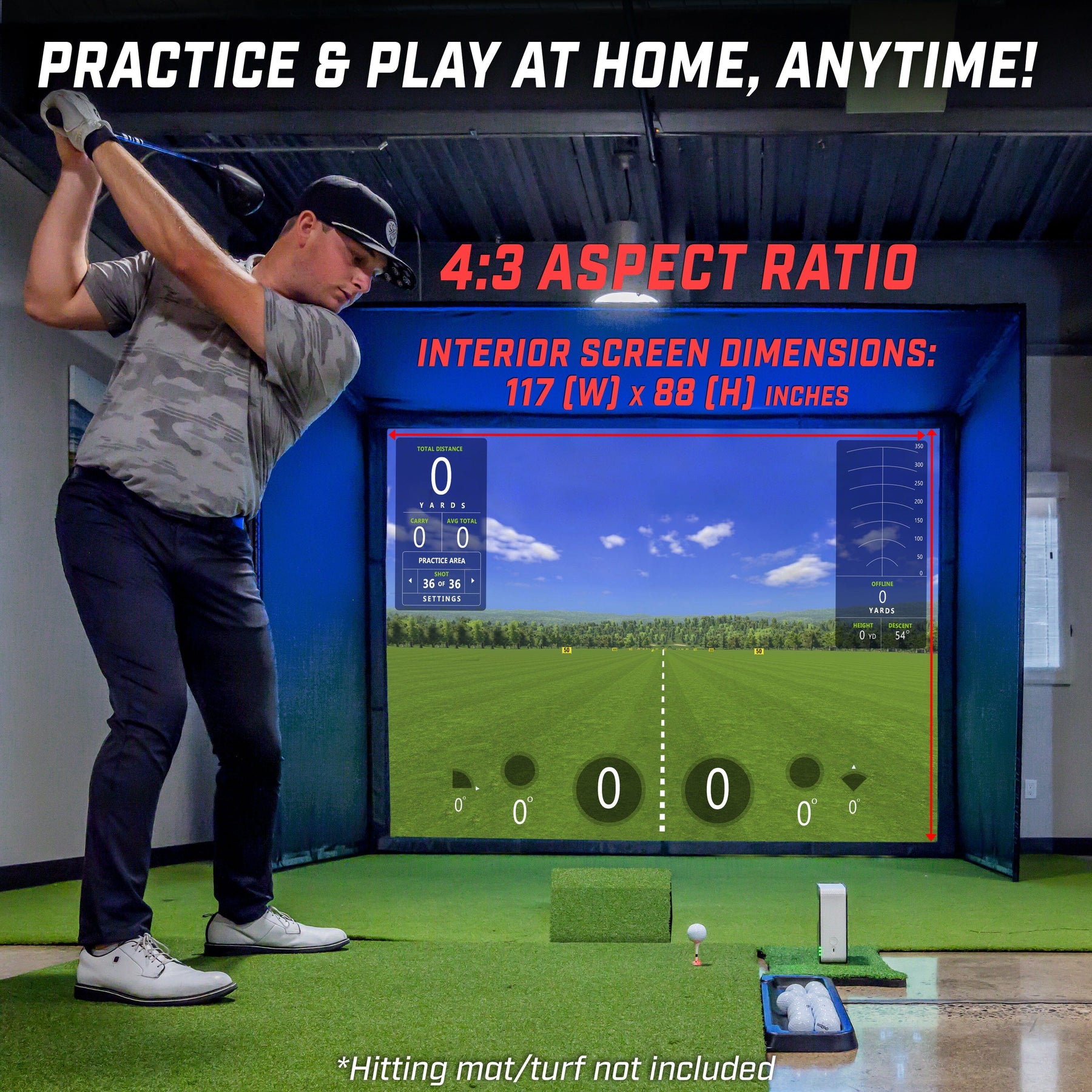 GoSports 10 x 8 ft Golf Simulator Enclosure Net - Complete Set with Fr ...
