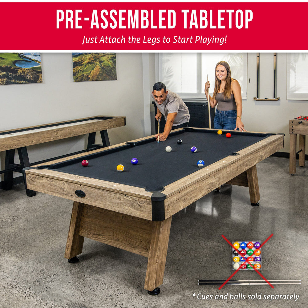 GoSports 8 ft Pool Tables with Wood Finish - Billiards Game Room Table ...