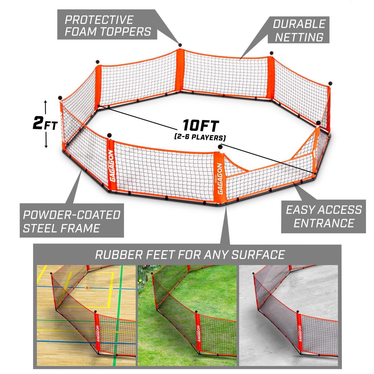 GoSports Gaga Ball Pit – 10 ft, 15 ft or 20 ft Portable Indoor/Outdoor