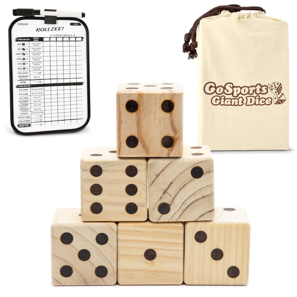 GoSports Giant Wooden Playing Dice Set – Oversized Classic Game Dice f ...