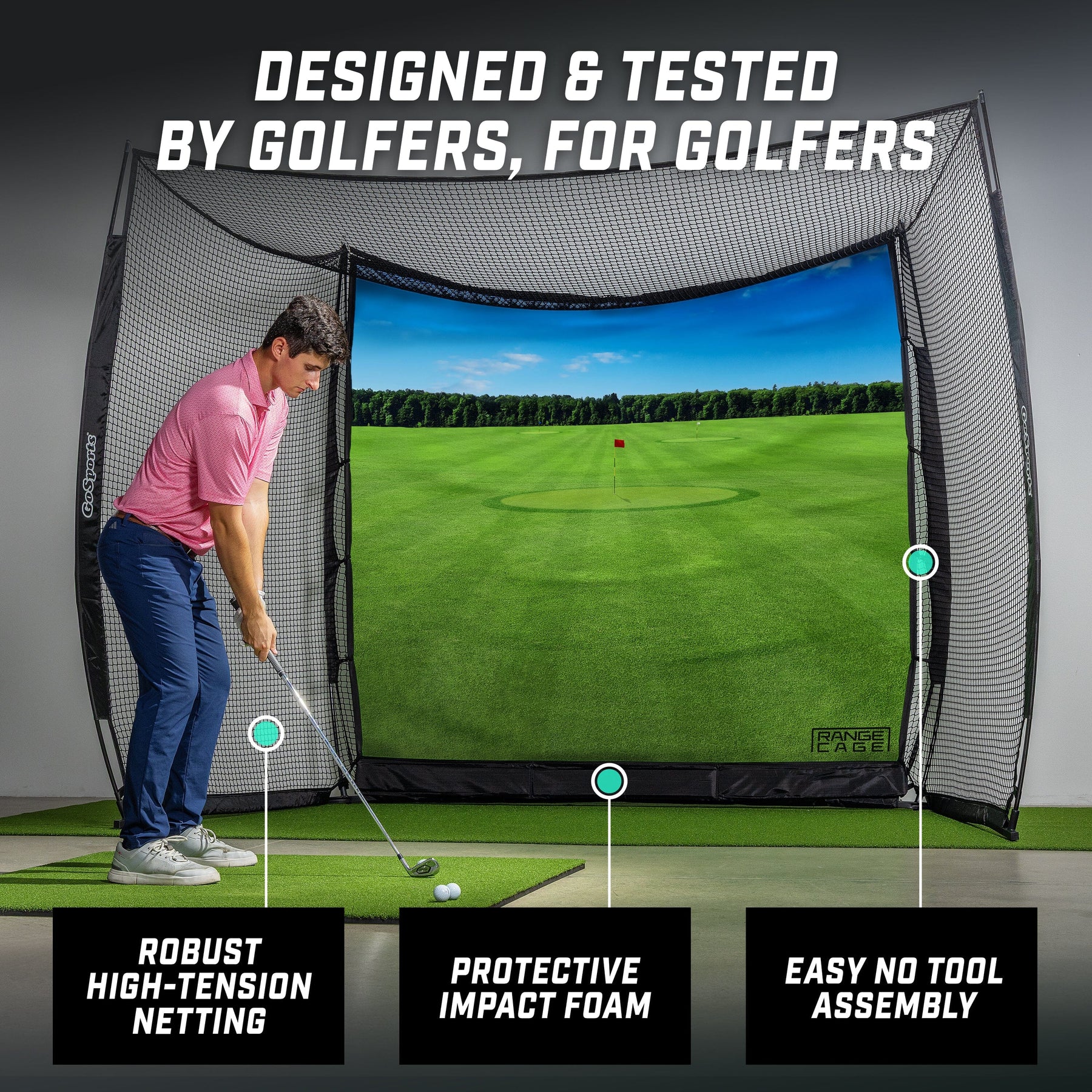 GoSports Range Cage 10 ft x 8 ft Golf Practice Hitting Net with Impact ...