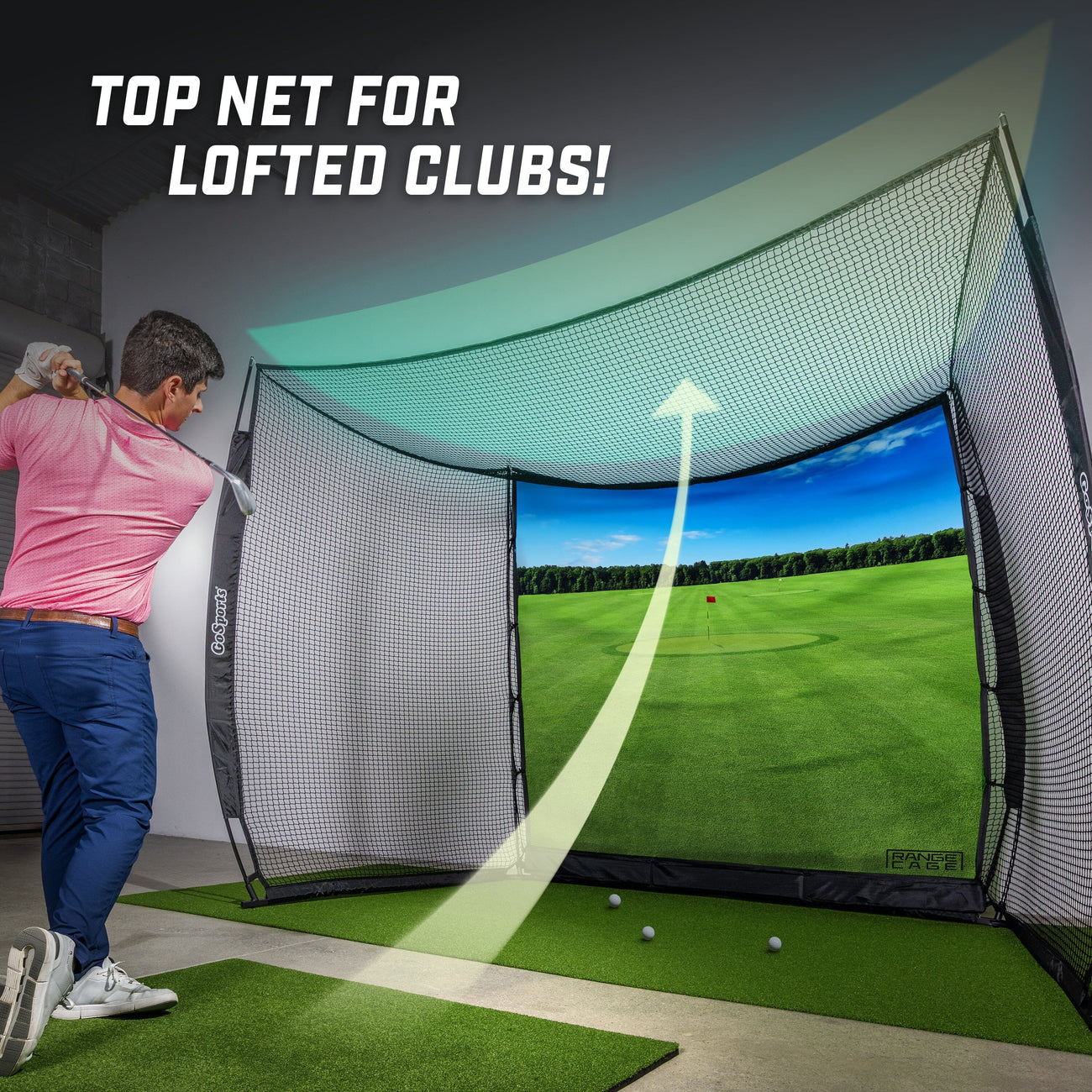GoSports Range Cage 10 ft x 8 ft Golf Practice Hitting Net with Impact ...