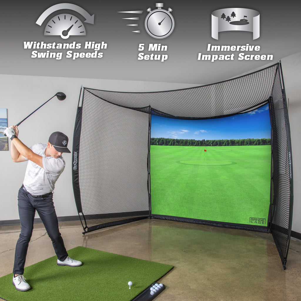 GoSports Range Cage 10 ft x 8 ft Golf Practice Hitting Net with Impact ...