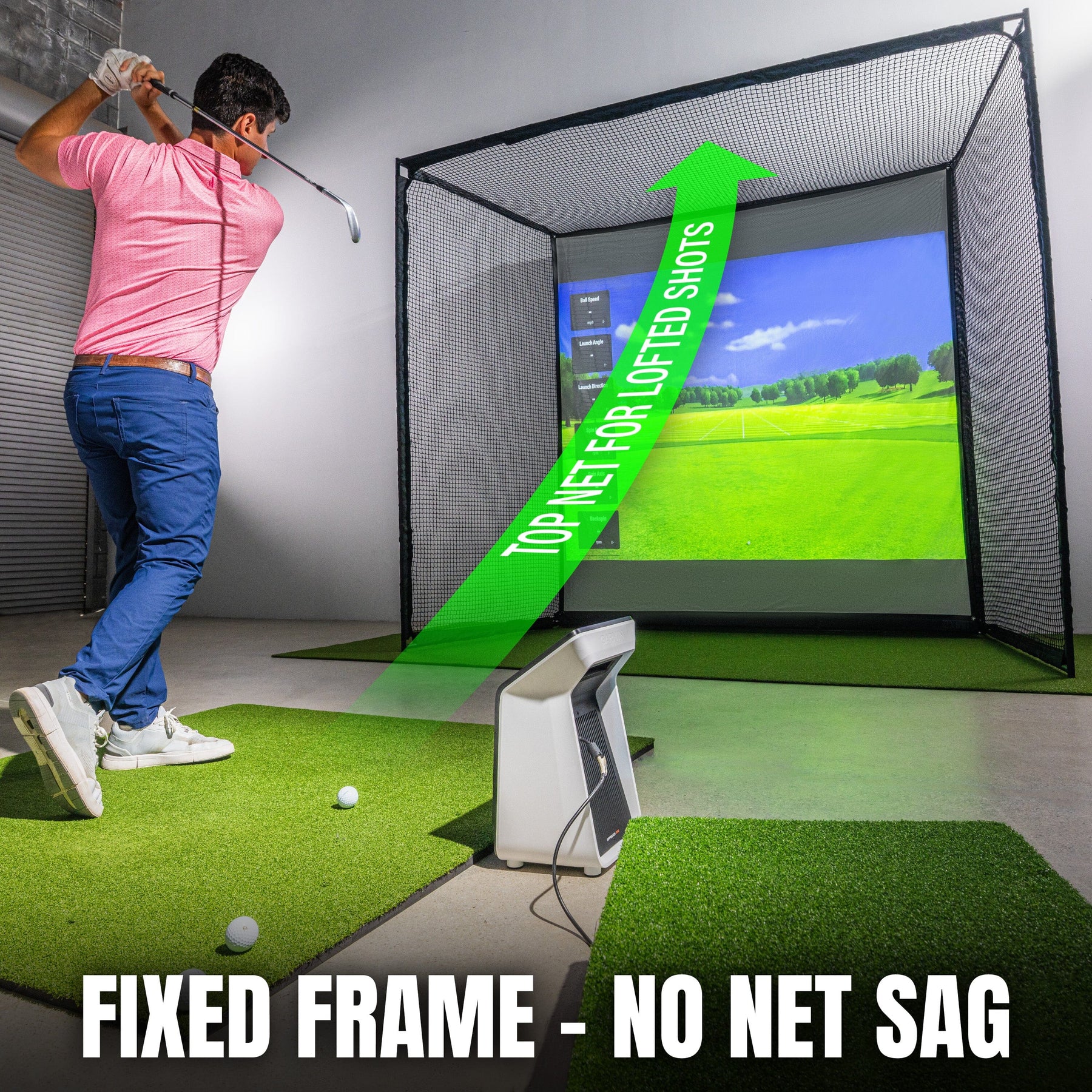 GoSports Range Cage ELITE Golf Hitting Net - 8 x 8 ft Golf Simulator E