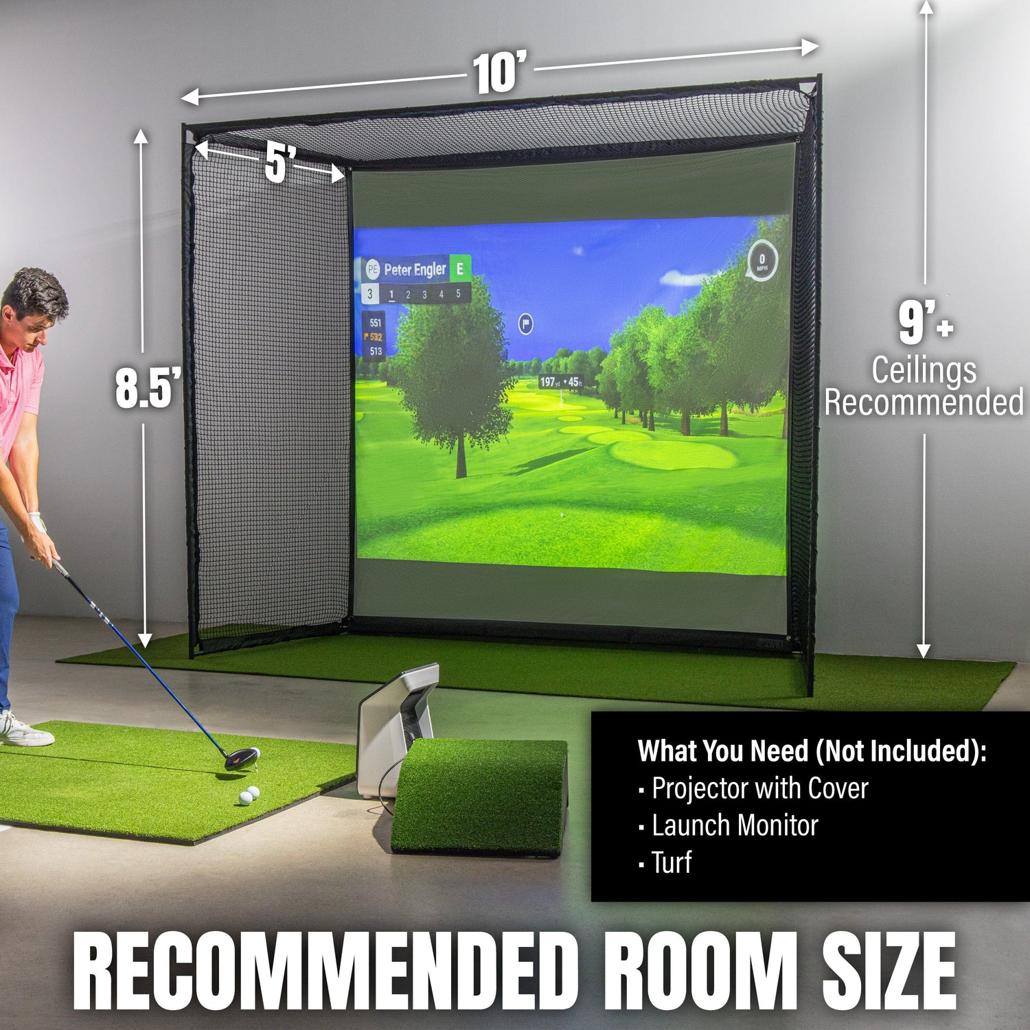 GoSports Range Cage ELITE Golf Hitting Net - 8 x 8 ft Golf Simulator E