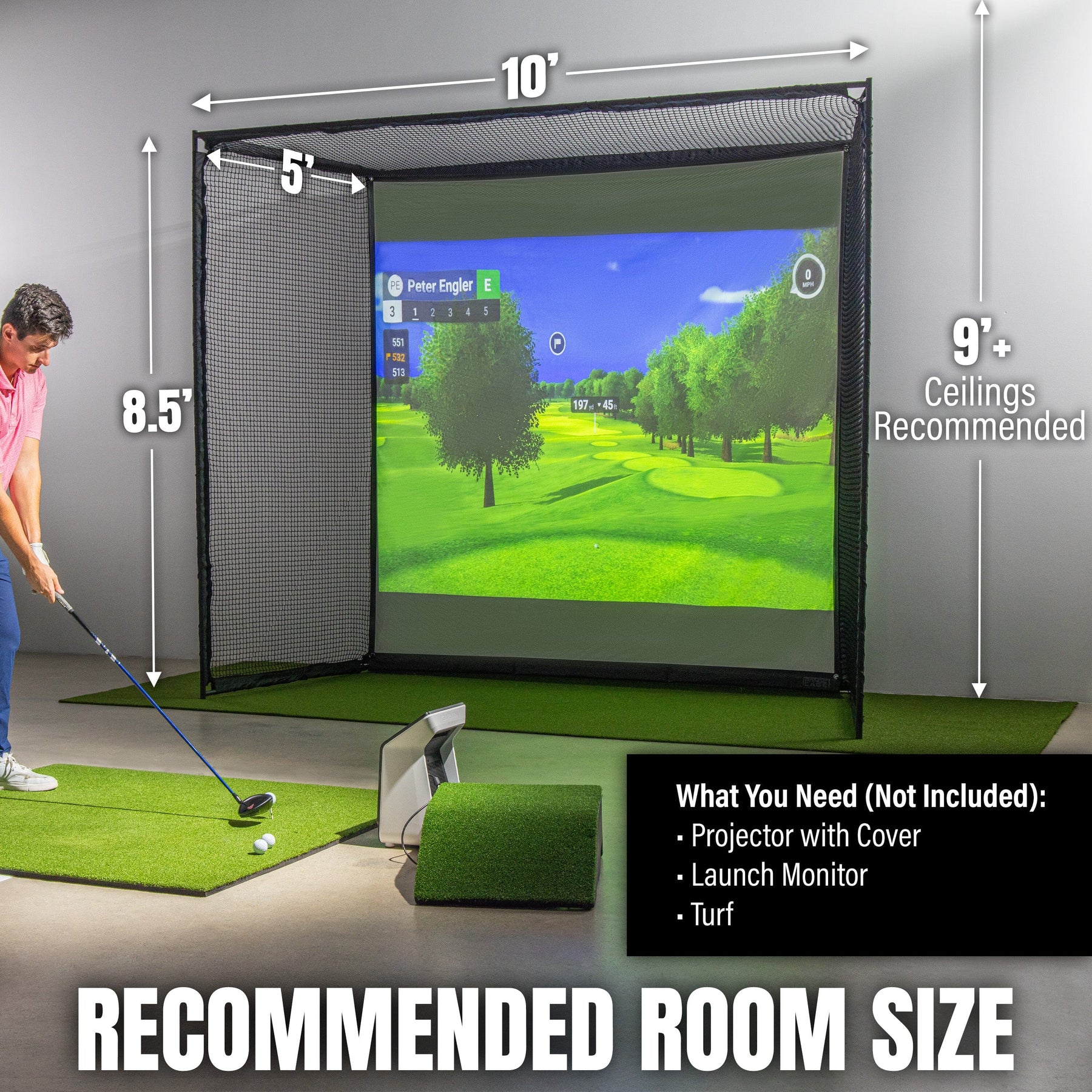GoSports Range Cage ELITE Golf Hitting Net - 8 x 8 ft Golf Simulator E ...