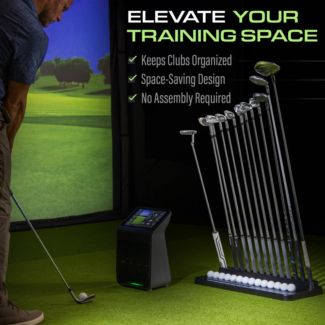 GoSports Premium Wood Golf Club Holder Stand - 14 Club Display ...