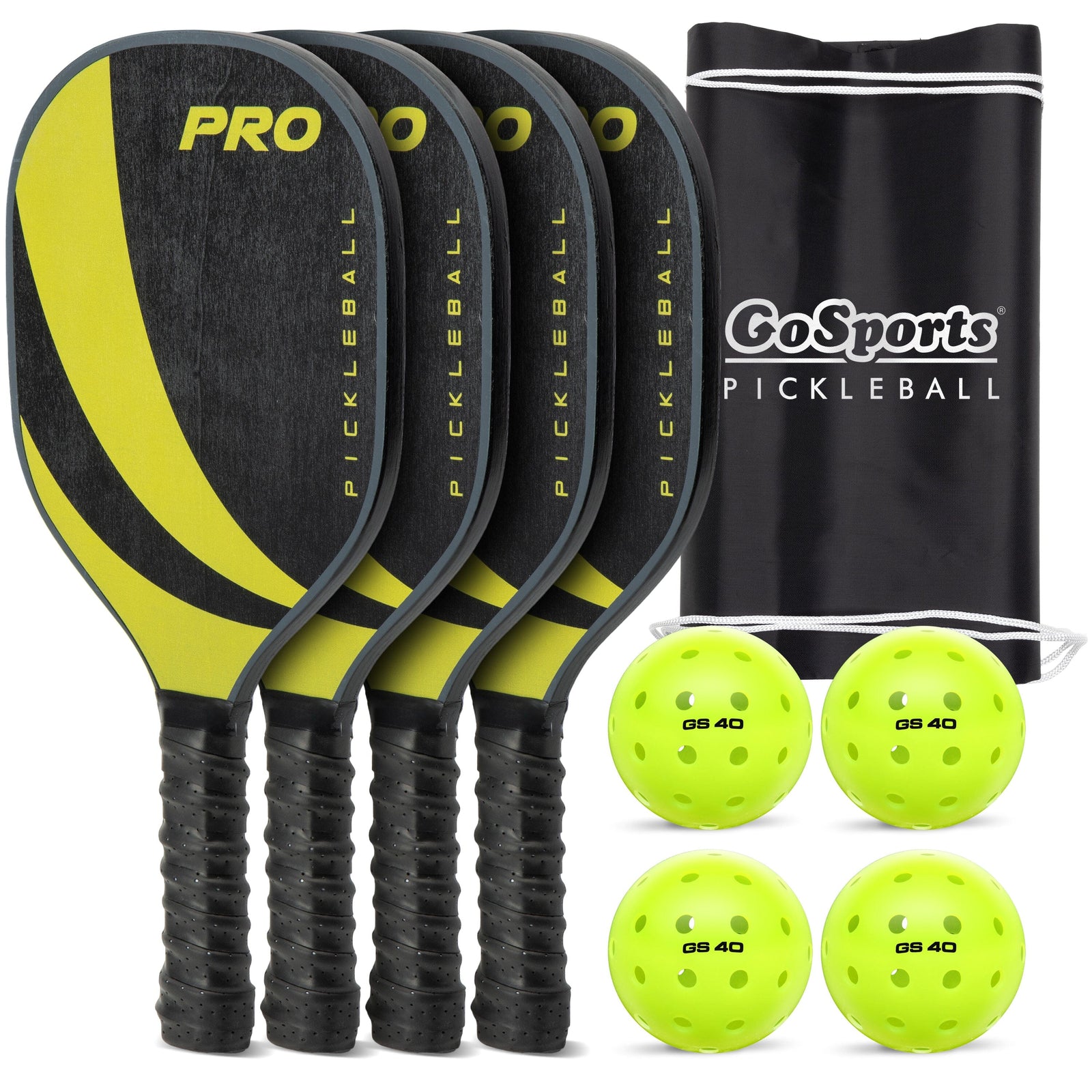 GoSports Pickleball Set of 4 – Complete Paddle and Ball Outdoor Starte ...